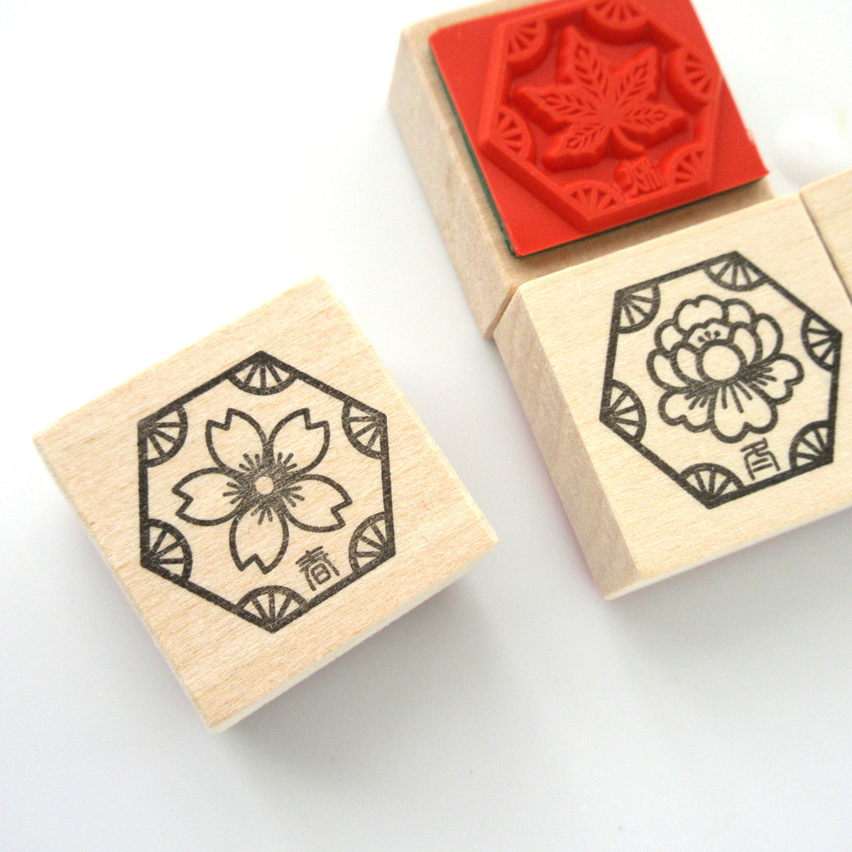 Four Seasons Flower Stamps - Japanese Cherry Lotus Maple Peony Set ...