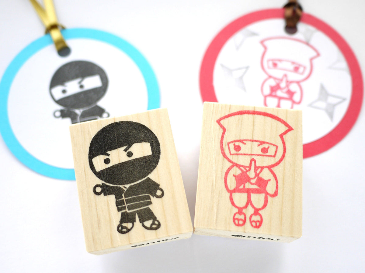 Ninja rubber stamp, Samurai invitation, Kawaii rubber stamp, Japanese ...
