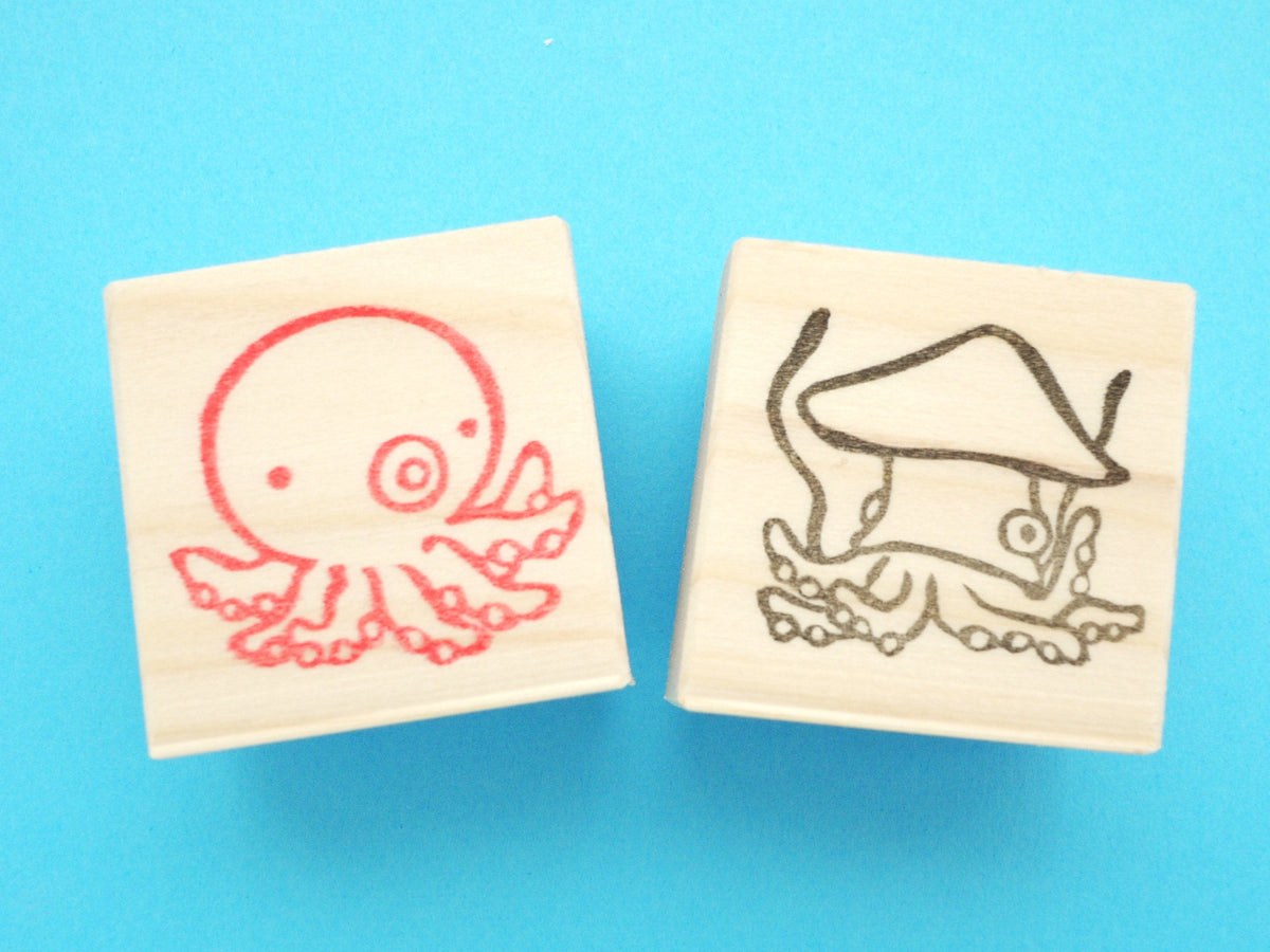 Octopus stamp, Kawaii stationery, Squid stamp, Cute rubber stamp, Uniq ...