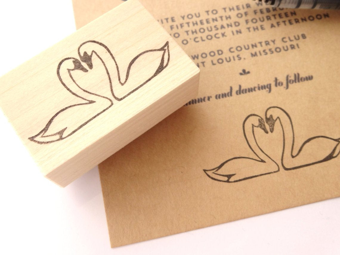 Wedding rubber stamp, Swan invitation, Bird rubber stamp, Eternal love ...