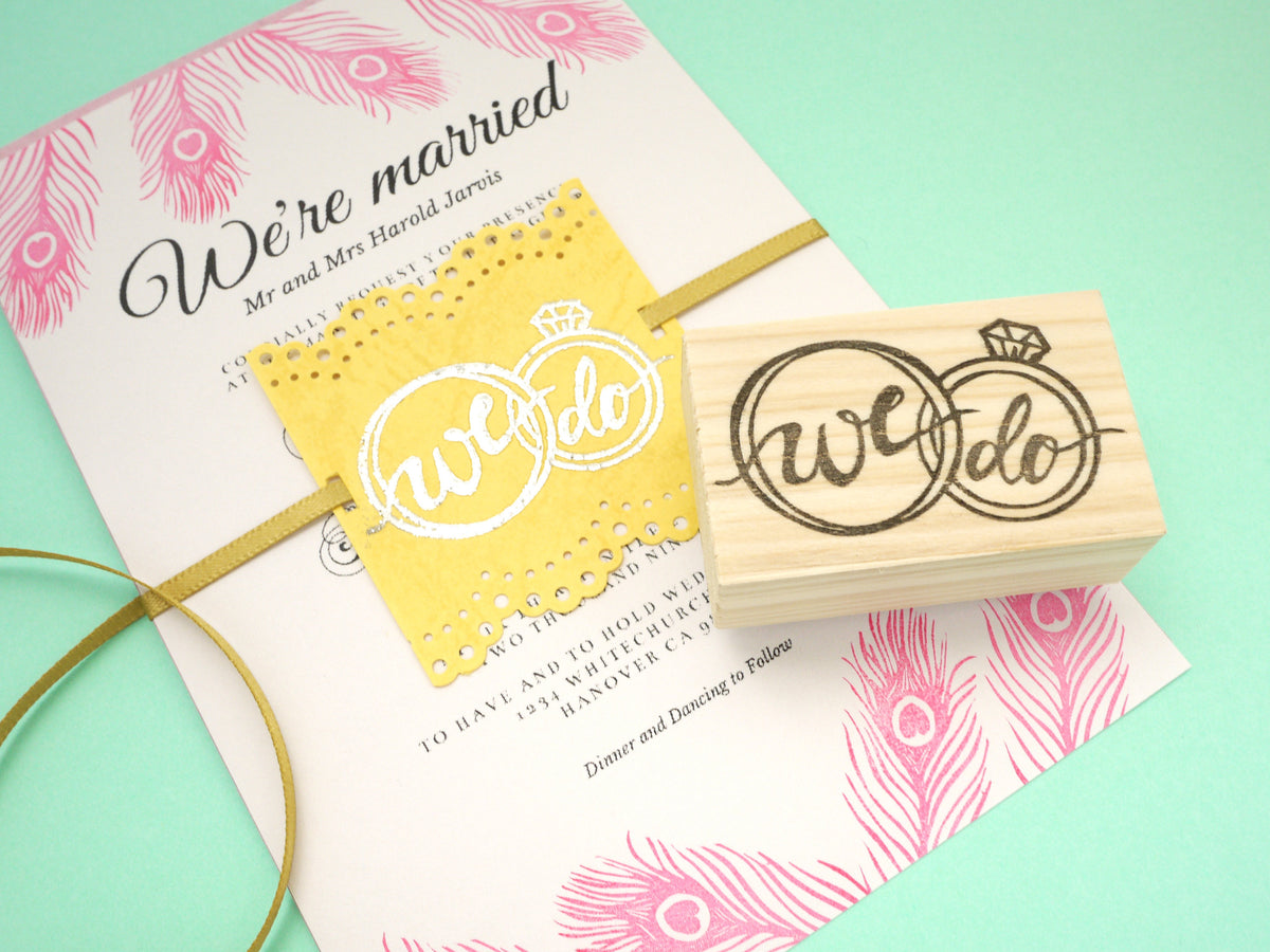 Wedding rubber stamp, We do invitation stamp, Invitation decoration, W ...