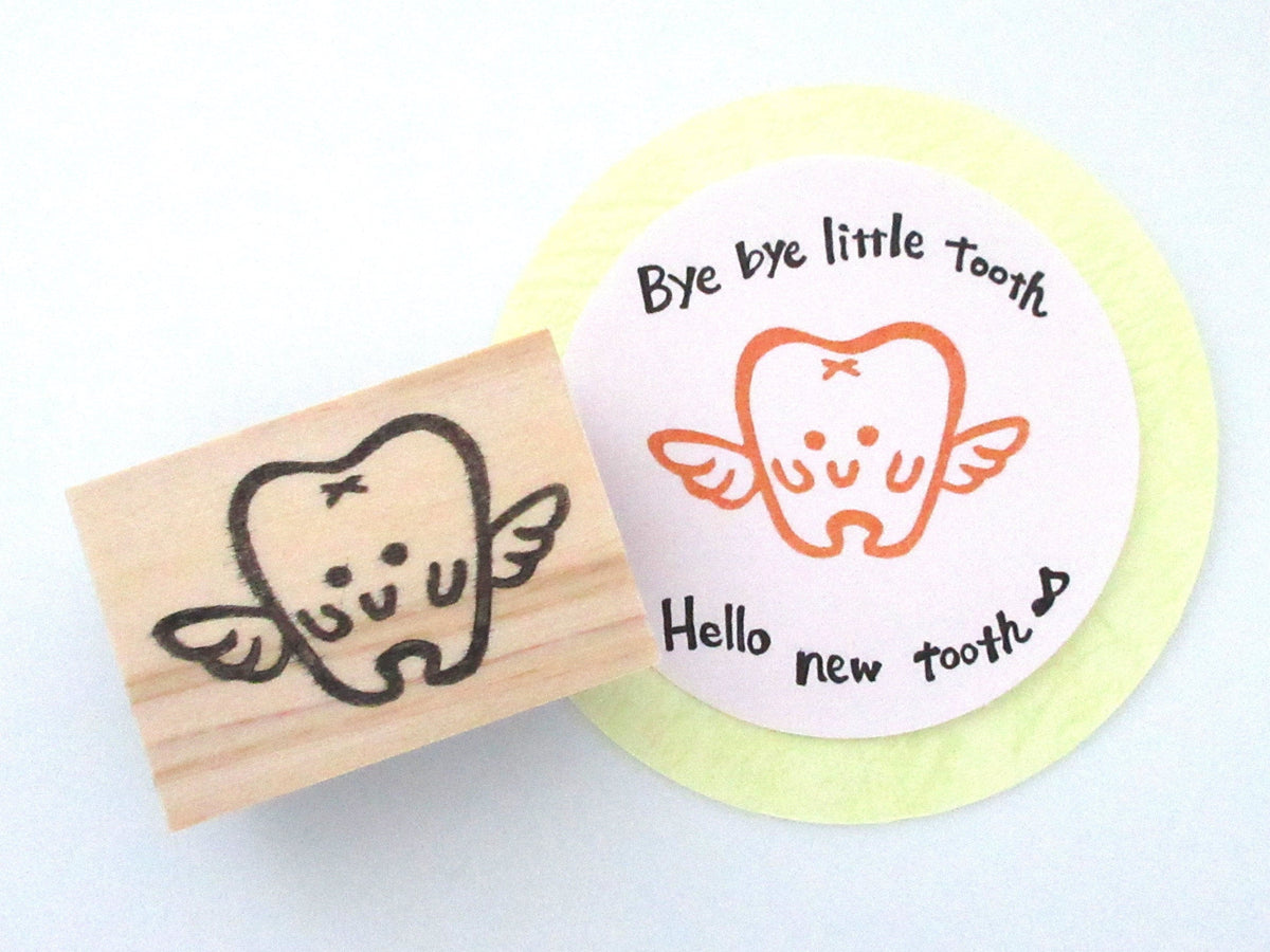Tooth fairy stamp, Baby invitations, Kawaii rubber stamp, Handmade rub ...