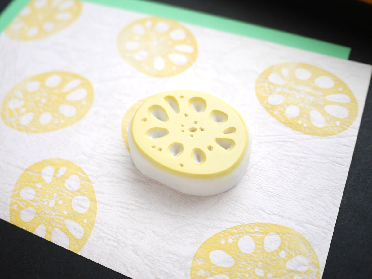 Lotus root rubber stamp, Renkon stamp, Japanese traditional pattern, J ...